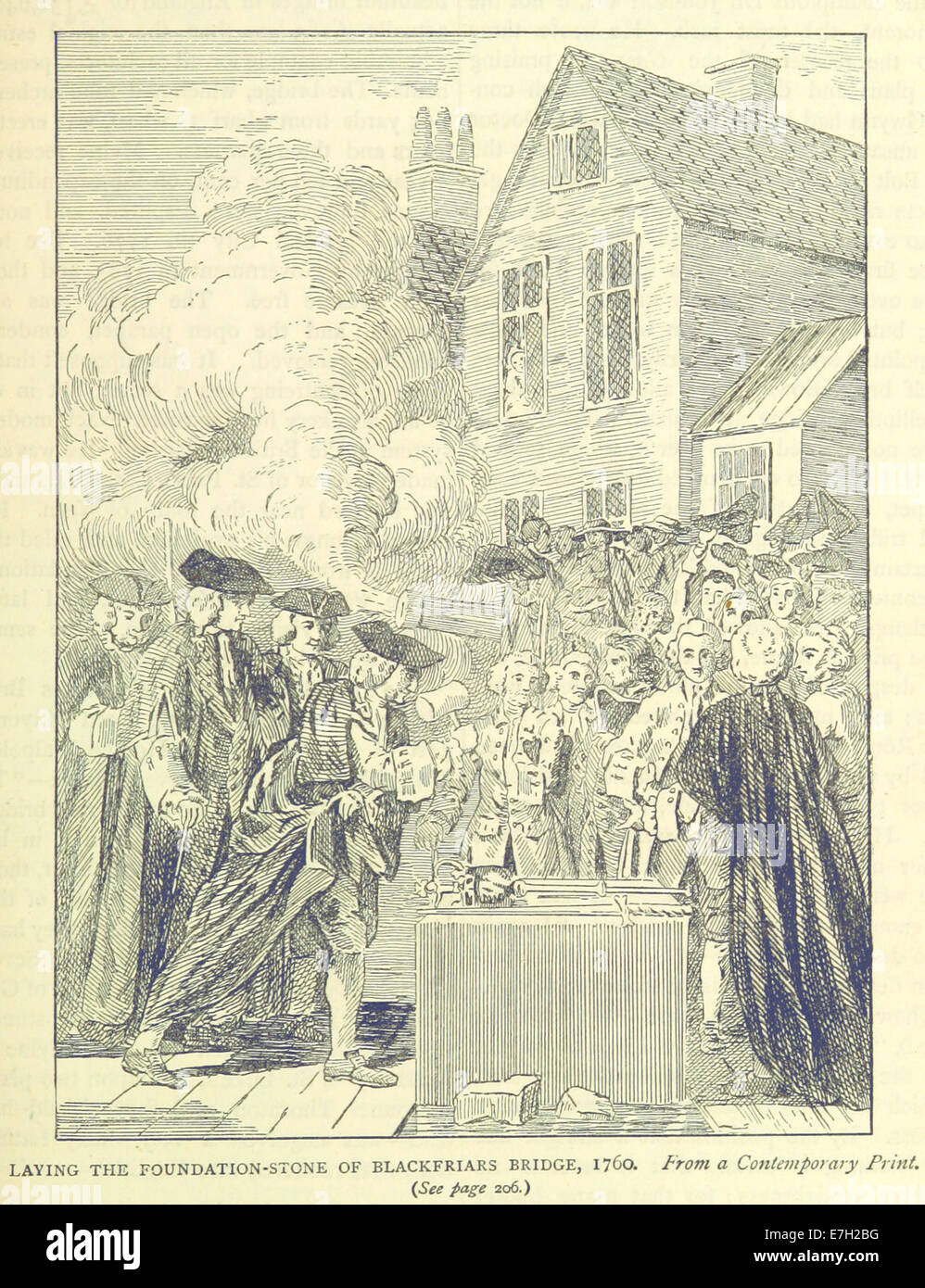 The 1760 illustration from 'Old and New London' depicts the laying of ...