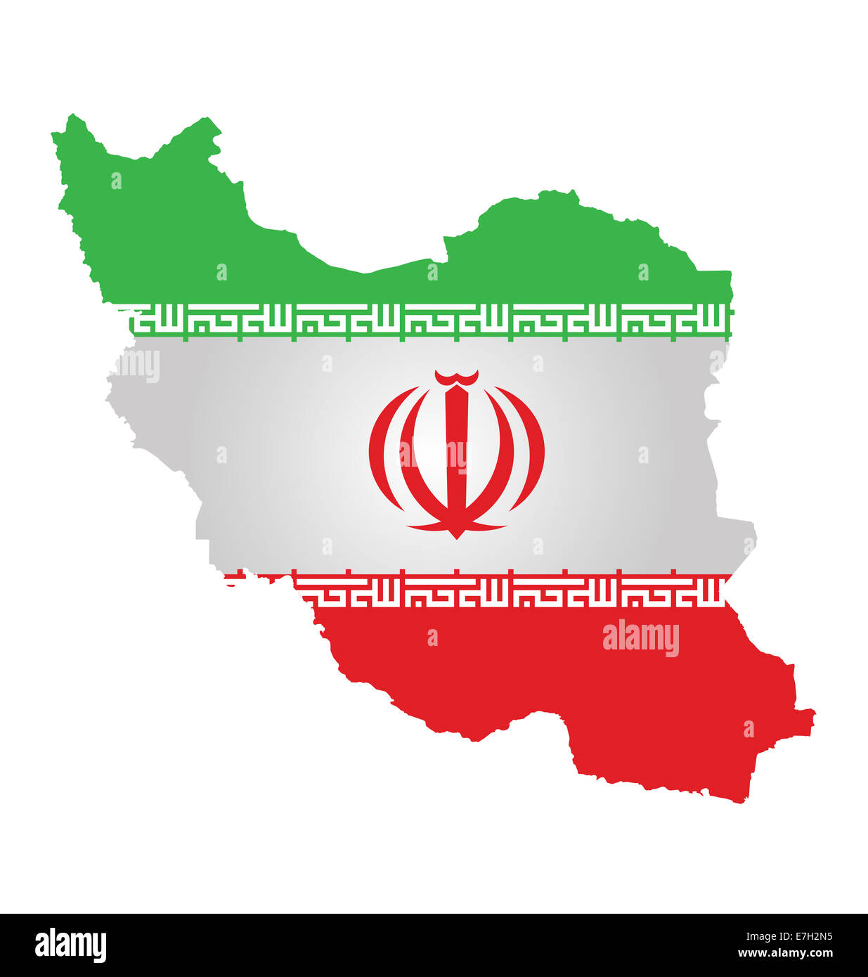 Flag of Iran overlaid on outline map isolated on white background Stock ...