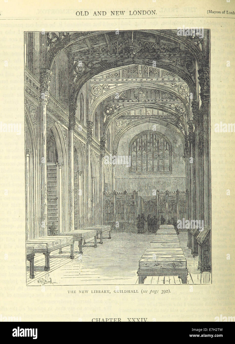 Illustration from 'ONL' (1887), showing the New Library at Guildhall ...