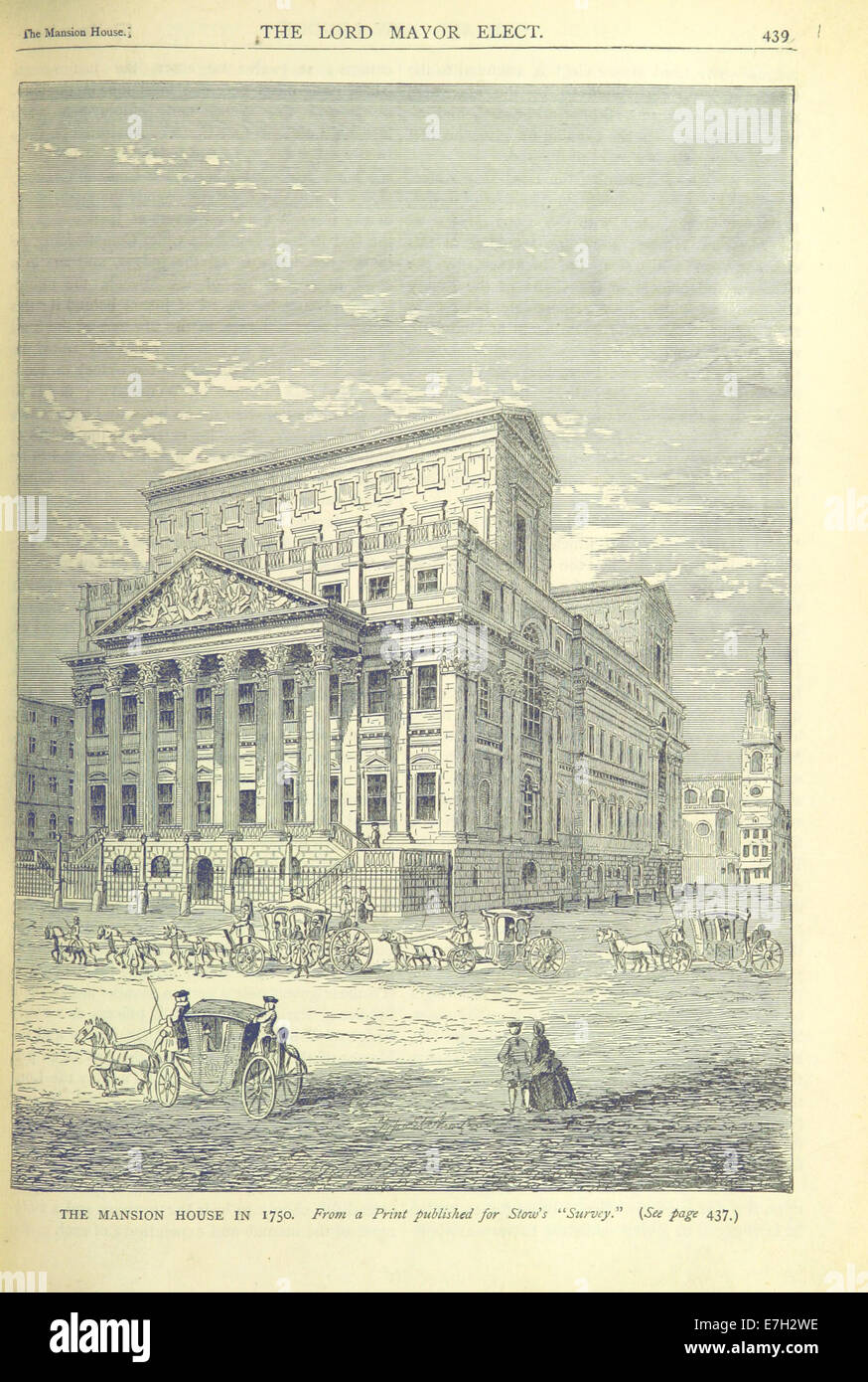 The 1750 illustration from 'Old and New London' shows The Mansion House ...