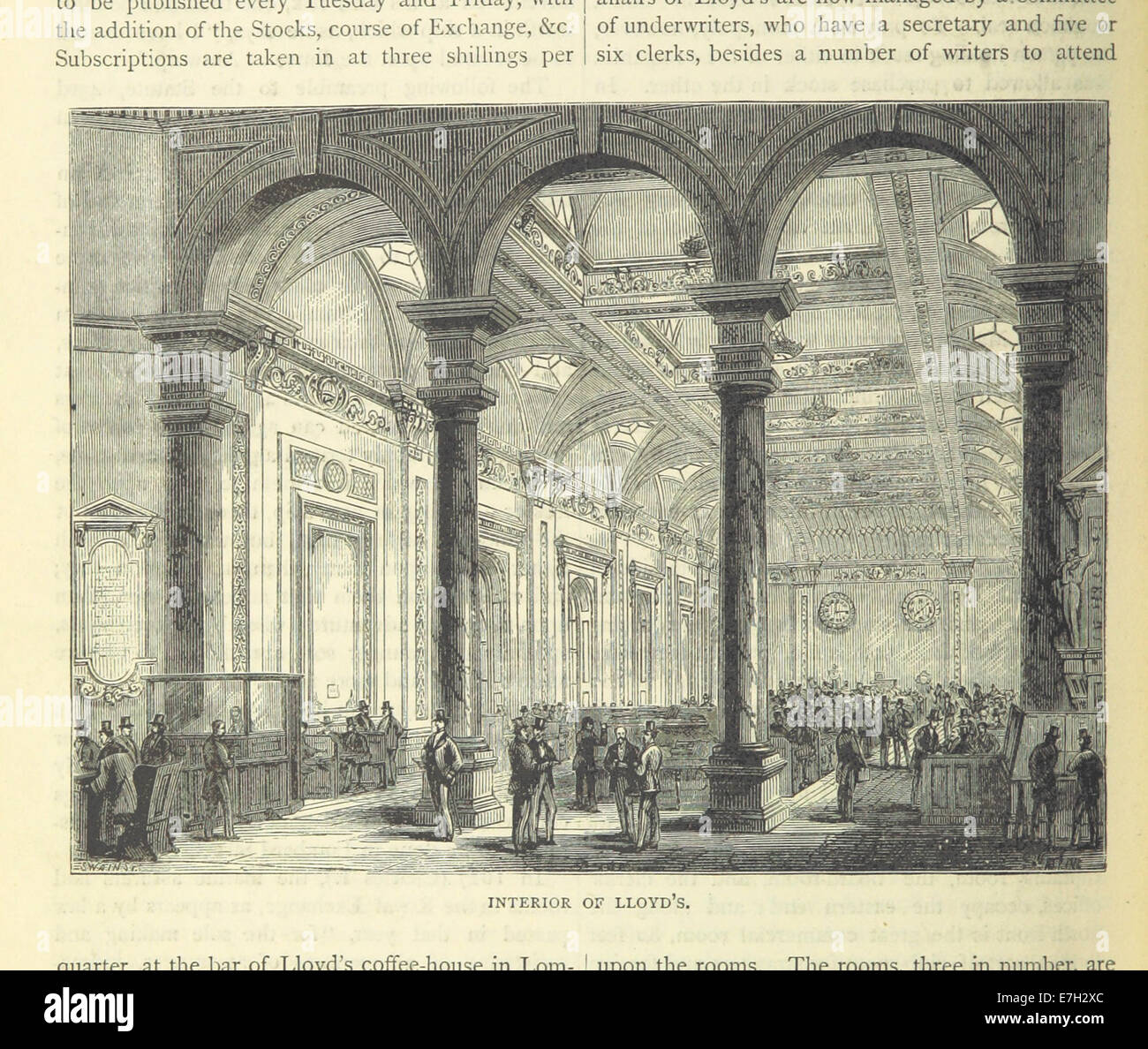 An 1887 illustration of the interior of Lloyd's, London, showing the ...
