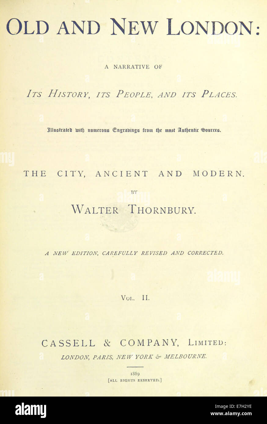 The title page of Volume 2 of 'Old and New London' (1887). This page ...