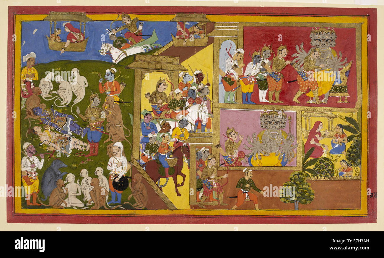 An illustration from the 'Ramayana' (1652), depicting Rama and ...