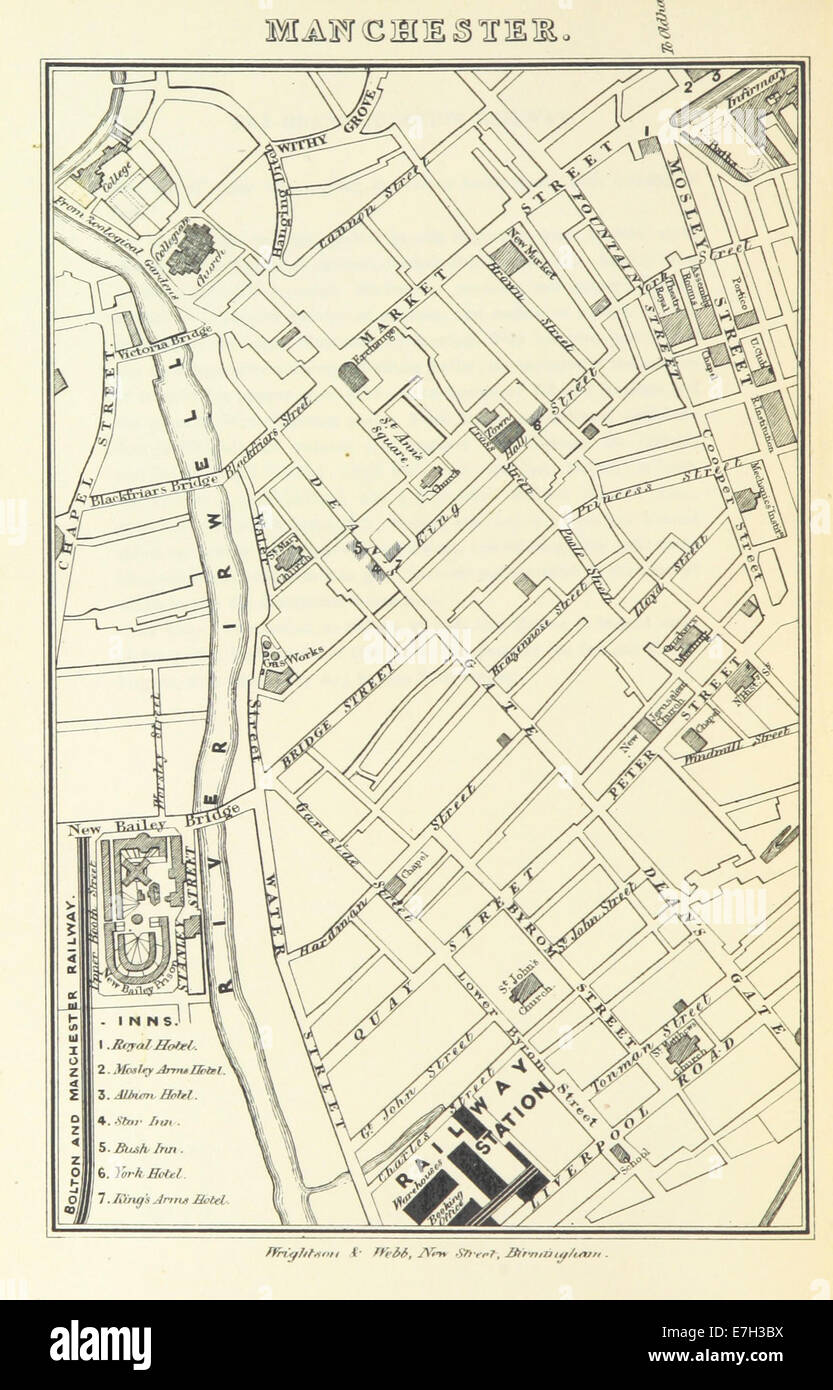 A map of Manchester from 1839, created by Roscoe GJR, showcasing the ...