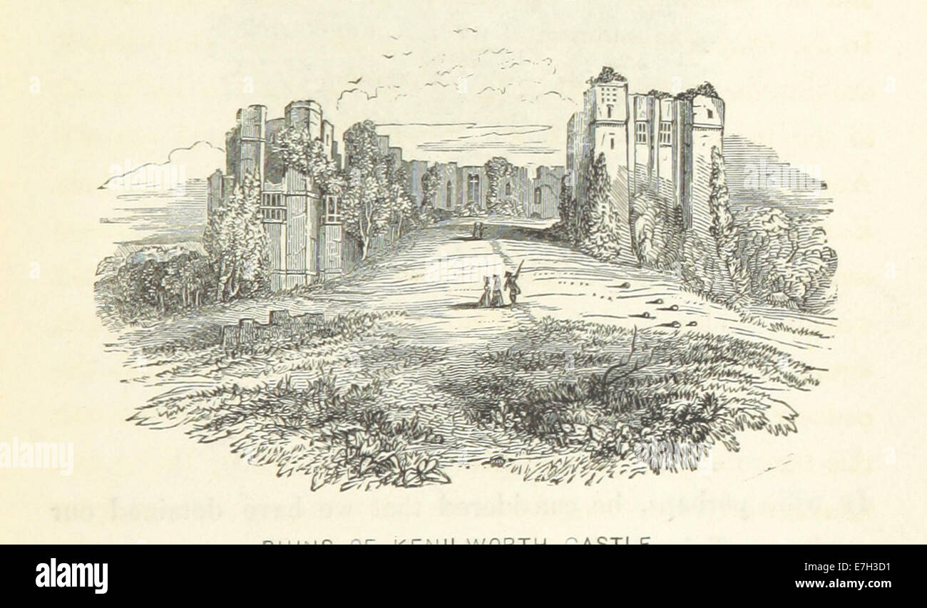 Illustration from 'Roscoe L&BR' (1839) showing the ruins of Kenilworth ...