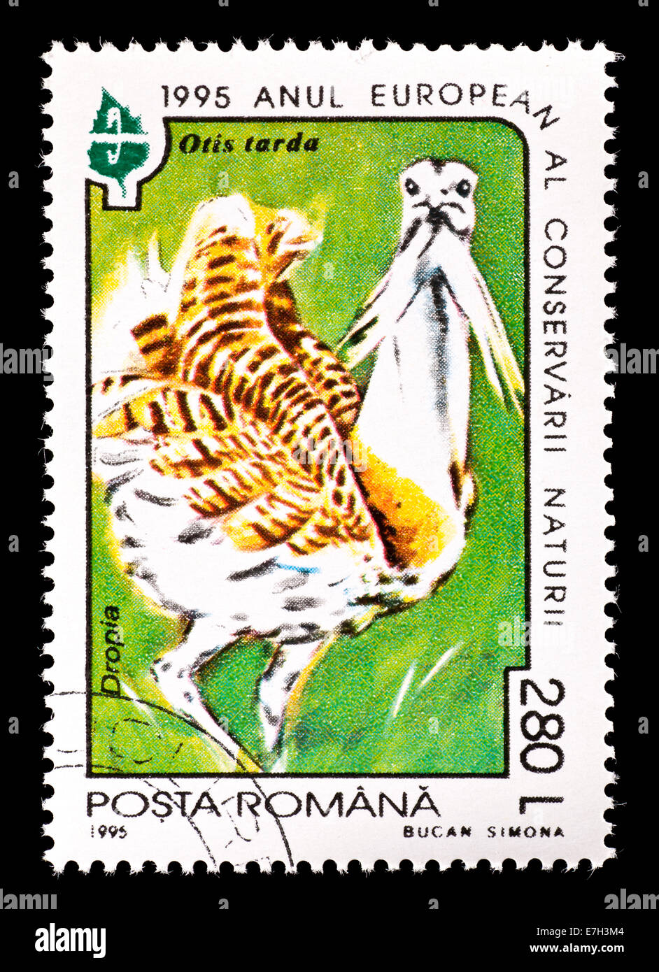Postage stamp from Romania depicting great bustard (Otis tarda Stock ...