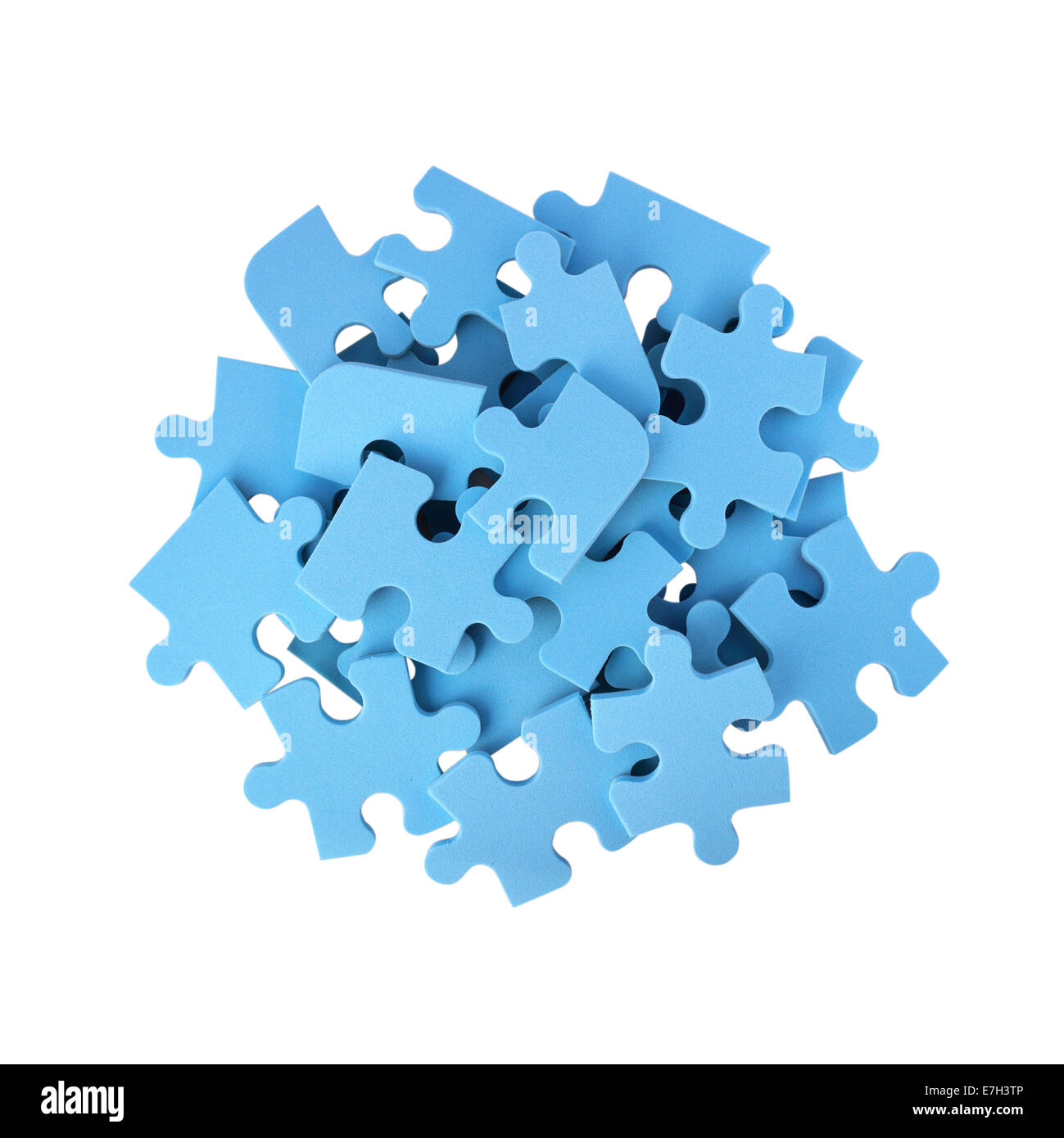 Blue puzzles on a white background. It is isolated, the worker of paths ...