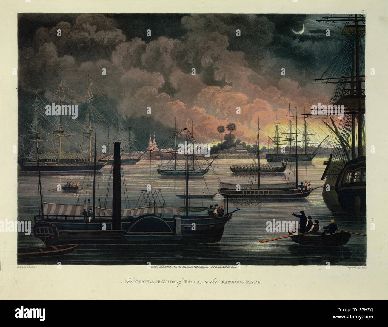 The conflagration of Dalla - Eighteen Views taken at and near Rangoon ...