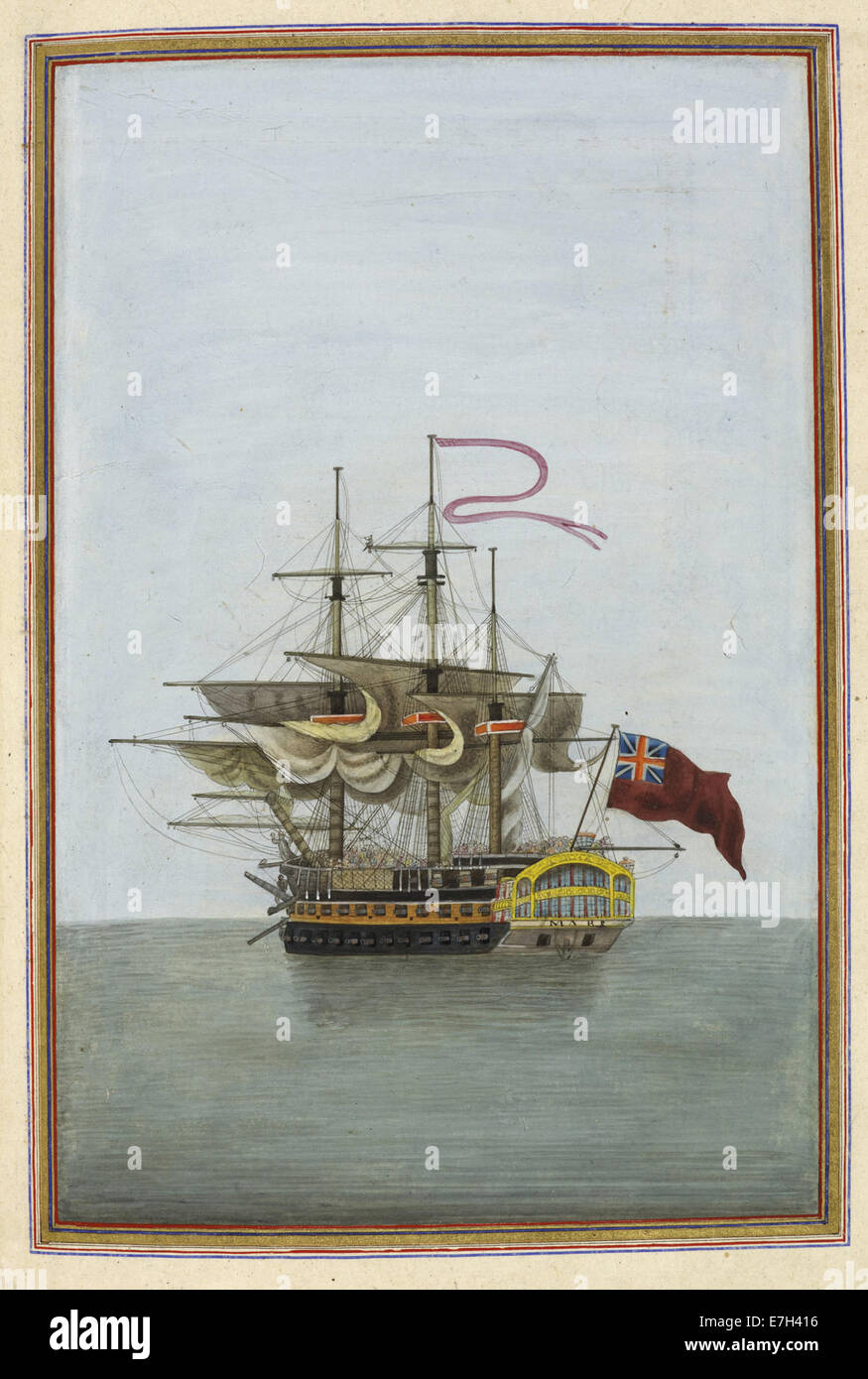 Illustration of the naval battleship Mars from the 1825 manuscript ...