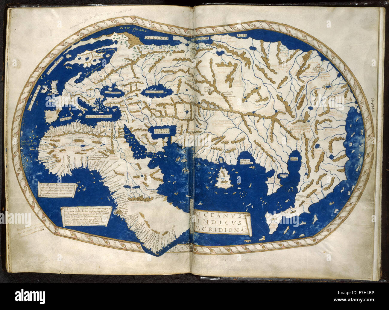 An illustration of a world map created by Martellus in 1489, showing ...