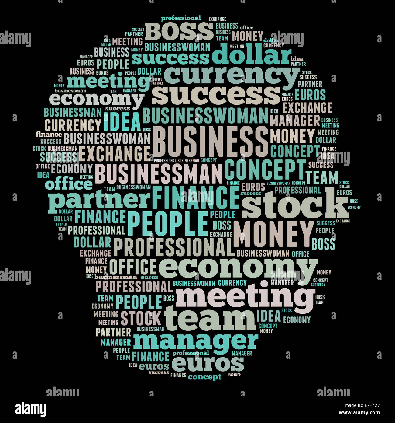 Business & finance related word art head illustration Stock Photo - Alamy