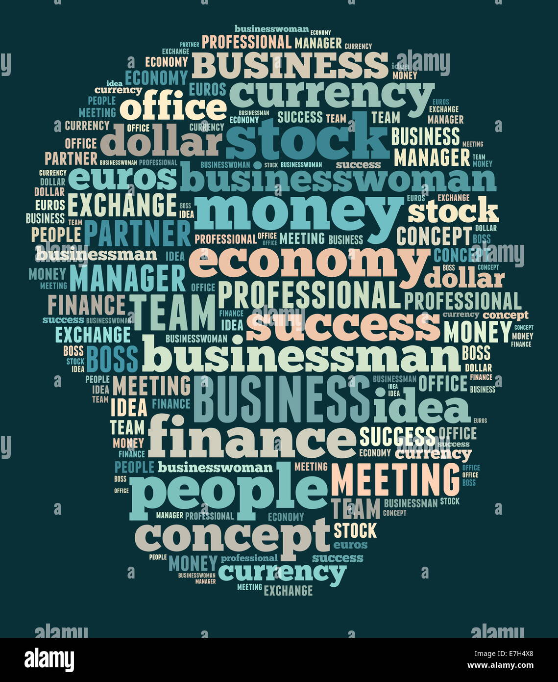 Business & finance related word art head illustration Stock Photo - Alamy