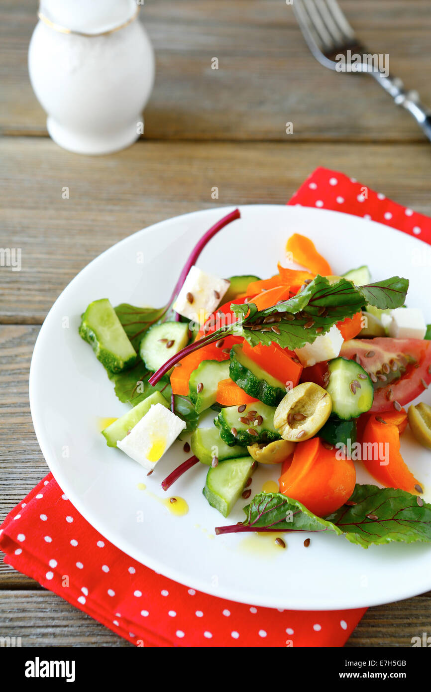 Salad with fresh vegetables, side view Stock Photo - Alamy