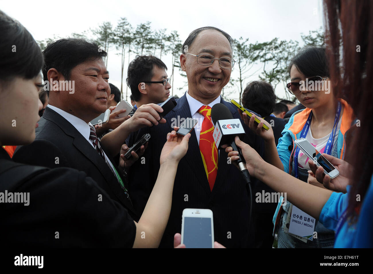 Incheon, South Korea. 18th Sep, 2014. Liu Peng, chef de mission of Team ...