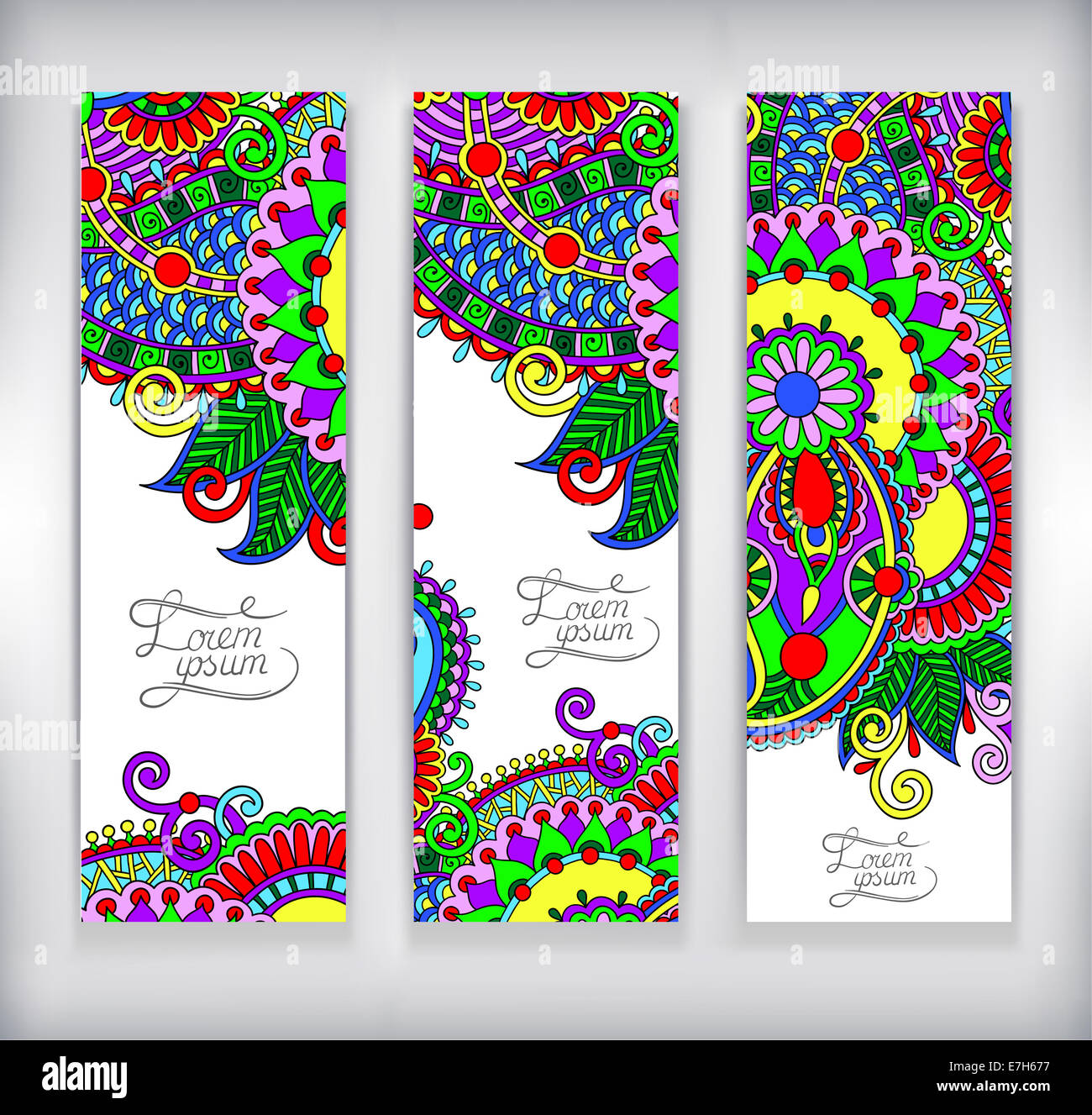 set of decorative flower template banner, card, web design with place ...