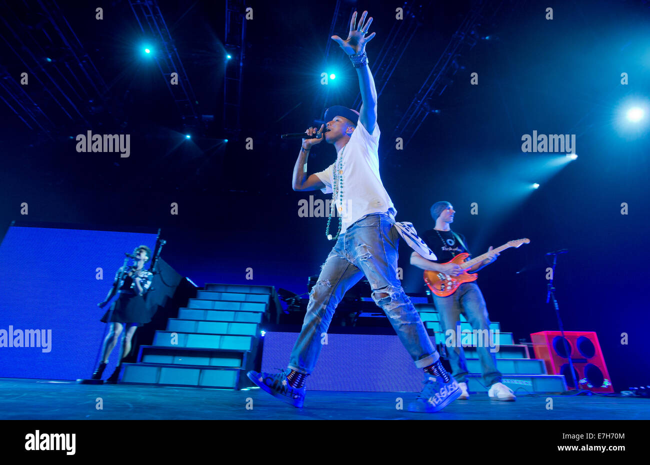 Pharrell Williams performs at the concert in O2 Arena during The Dear ...