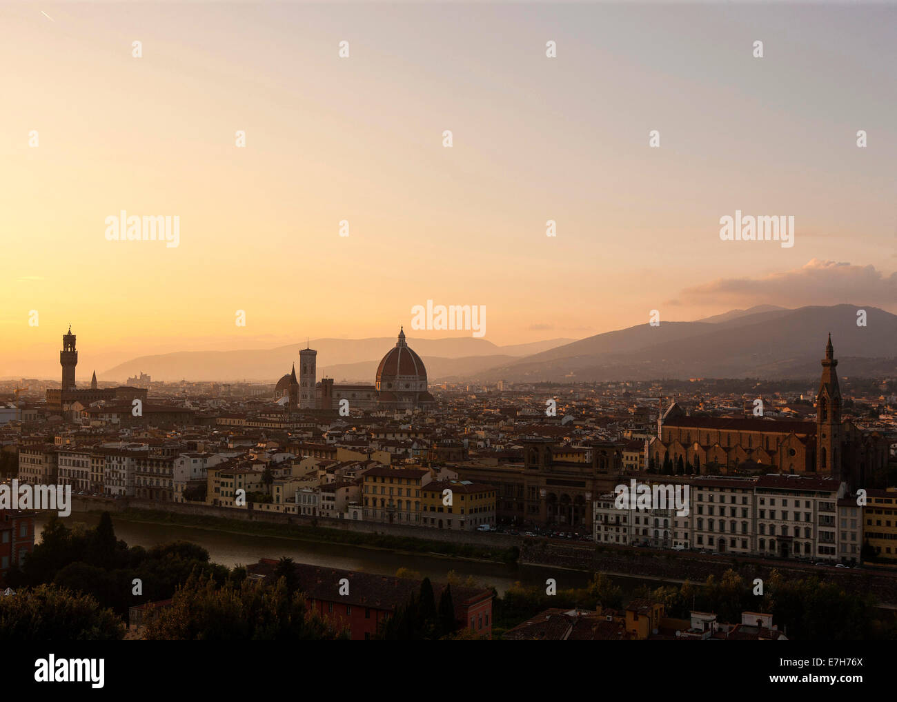 Sunset over Florence Italy Stock Photo - Alamy