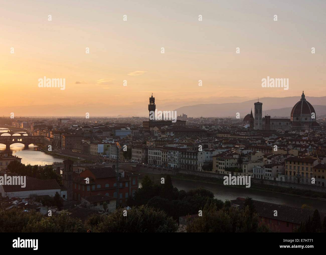 Sunset over Florence Italy Stock Photo - Alamy