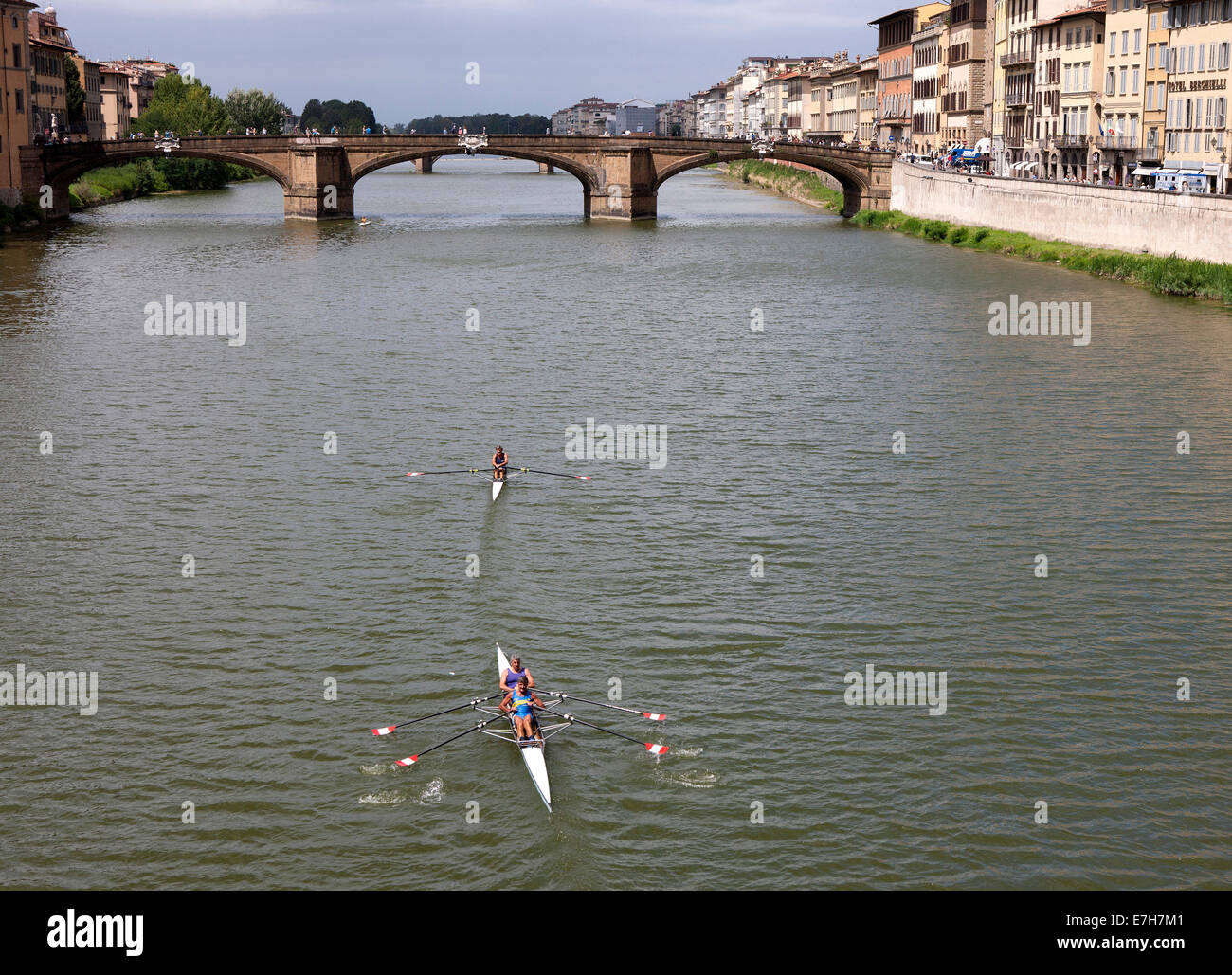 Rowing on River Arno Florence Italy Stock Photo - Alamy
