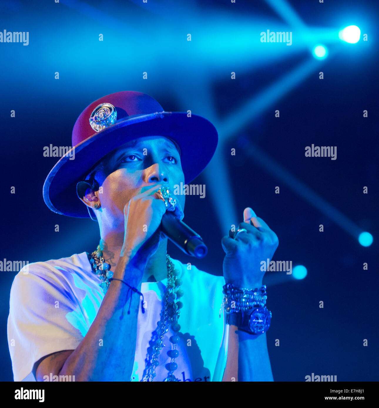 Pharrell Williams performs at the concert in O2 Arena during The Dear ...