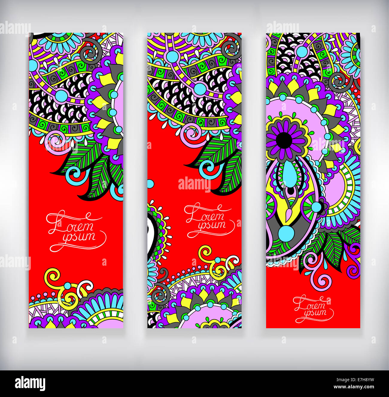 set of decorative flower template banner, card, web design with place ...