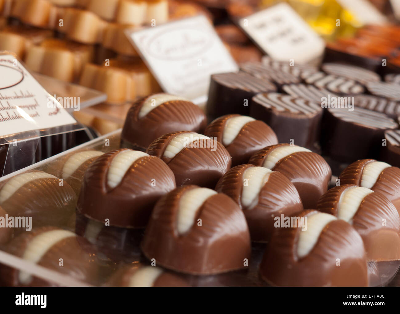Assorted chocolate candies in the shop Stock Photo - Alamy
