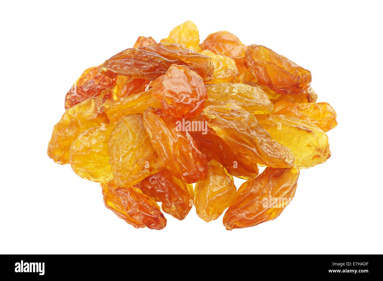Yellow raisins isolated on white background closeup Stock Photo - Alamy