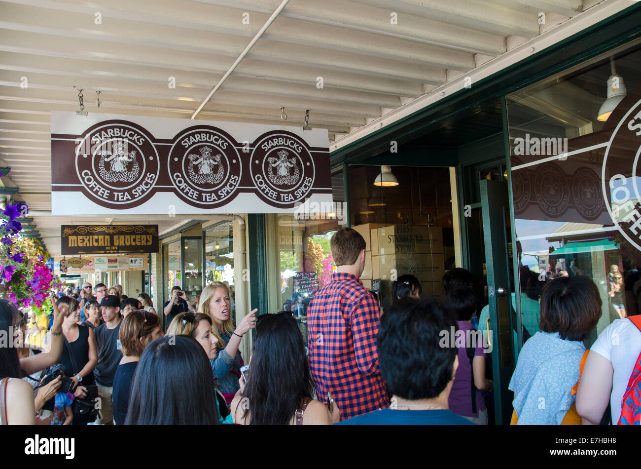 First ever Starbucks, Pike Place market, Seattle Stock Photo - Alamy