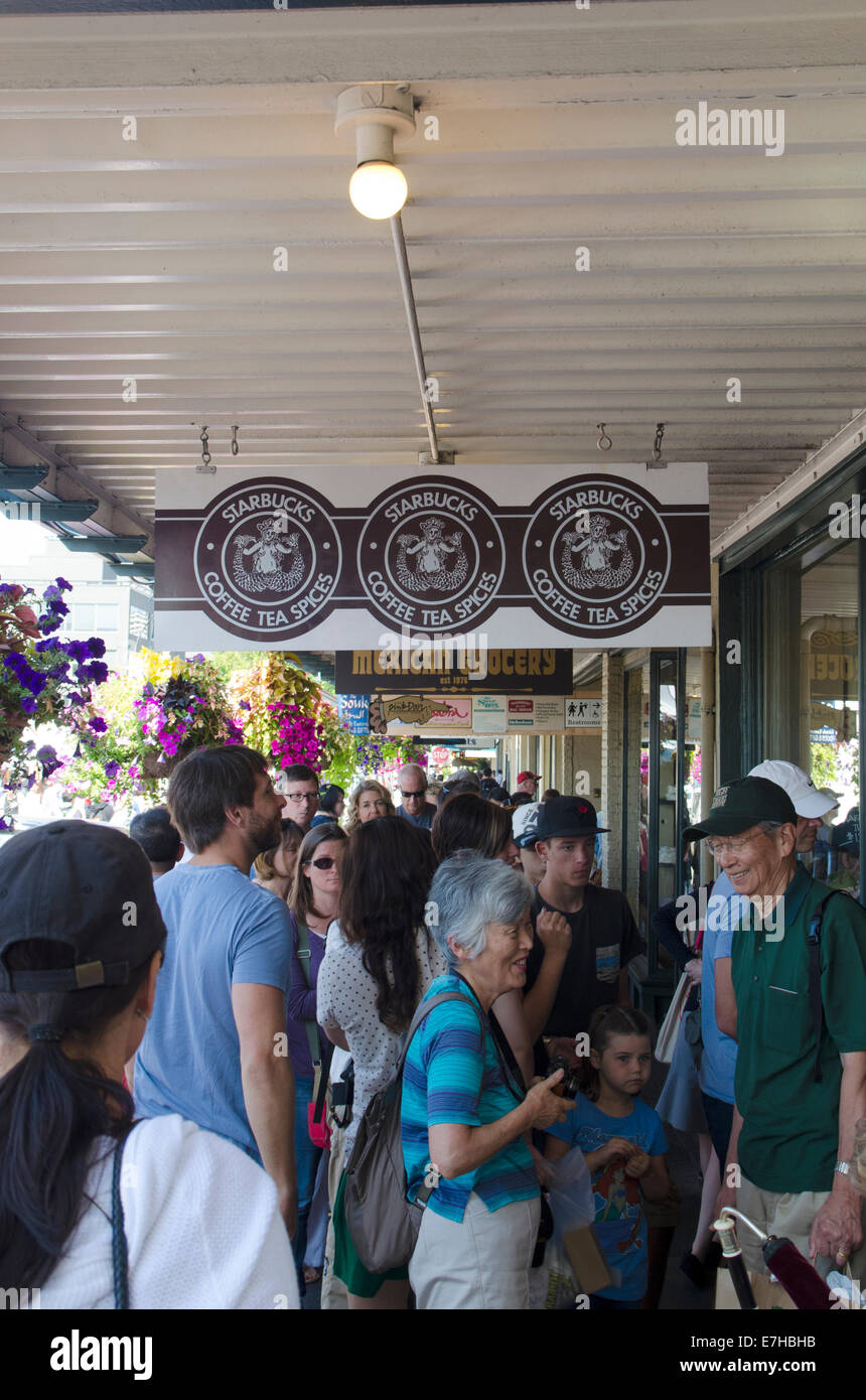 First ever Starbucks, Pike Place market, Seattle Stock Photo - Alamy