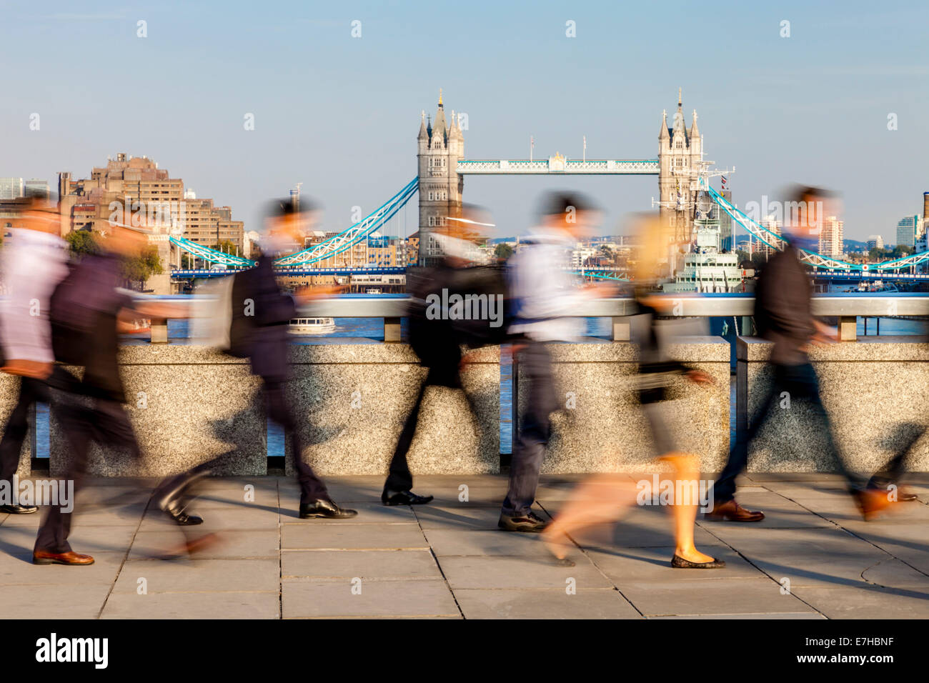 City of London Workers Walking Across London Bridge, London, England ...