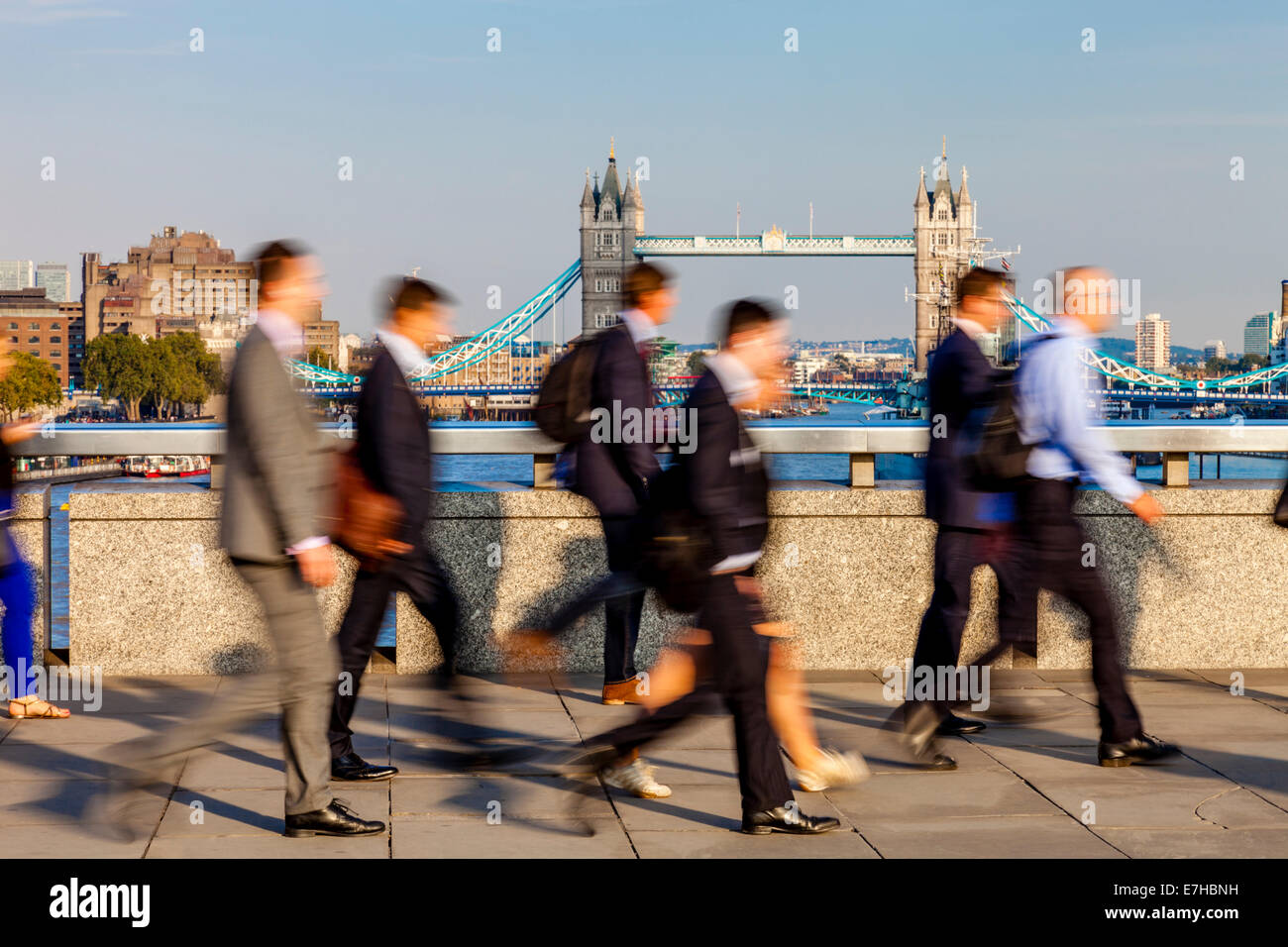 City of London Workers Walking Across London Bridge, London, England ...
