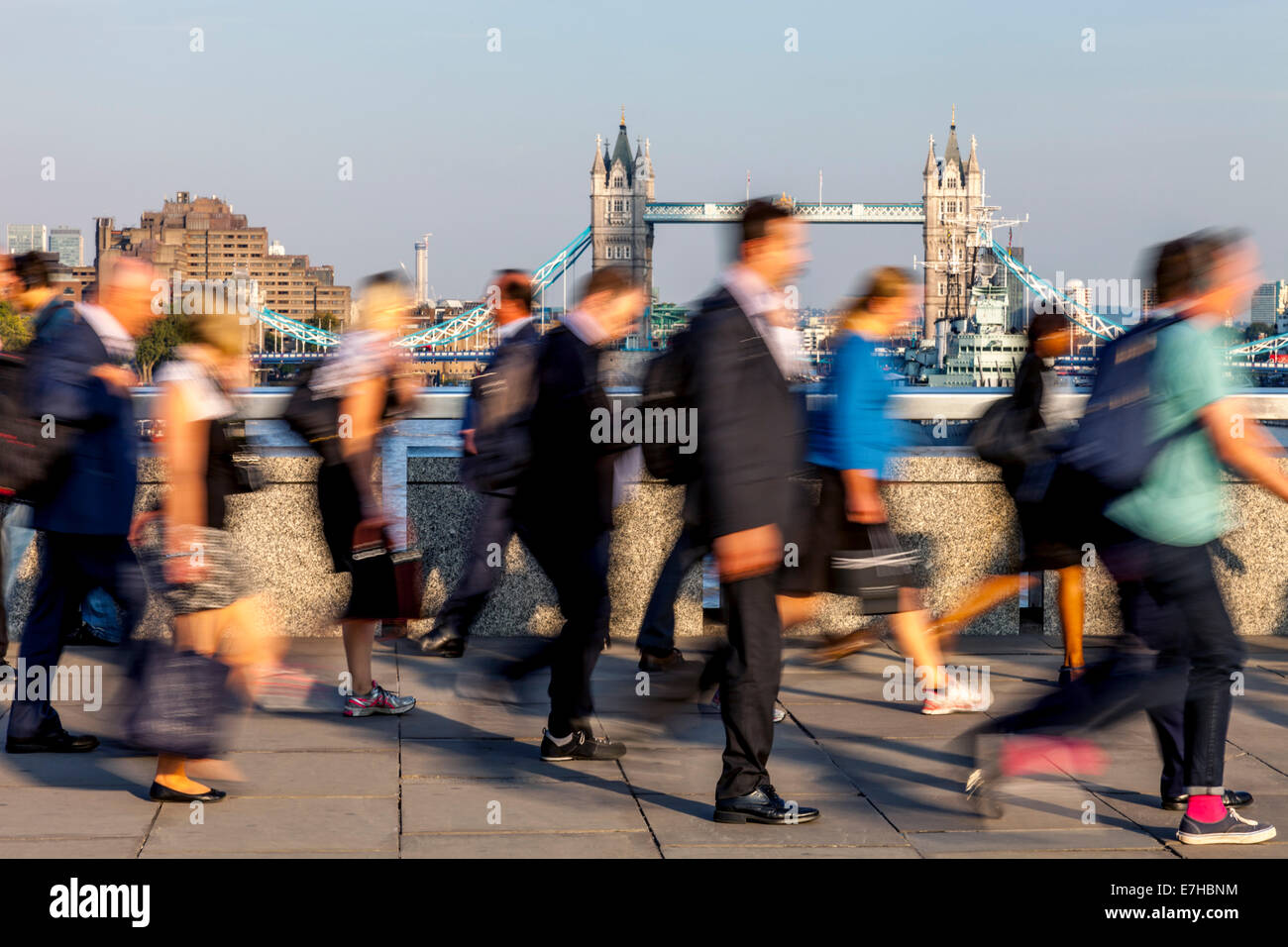 City of London Workers Walking Across London Bridge, London, England ...