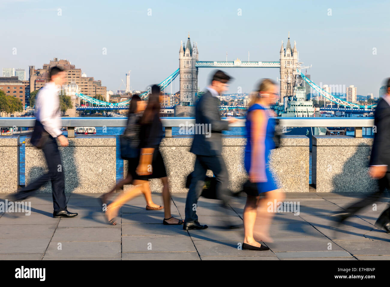 City of London Workers Walking Across London Bridge, London, England ...