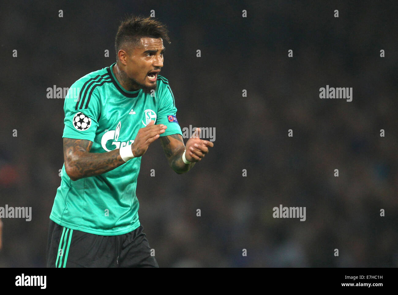 London, Britain. 17th Sep, 2014. Schalke's Kevin-Prince Boateng reacts ...