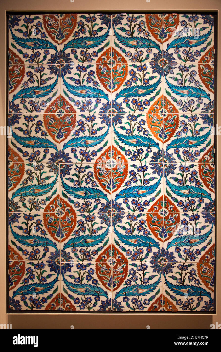 Iznik Tiled Pattern on exhibit at V&A in London UK Stock Photo - Alamy