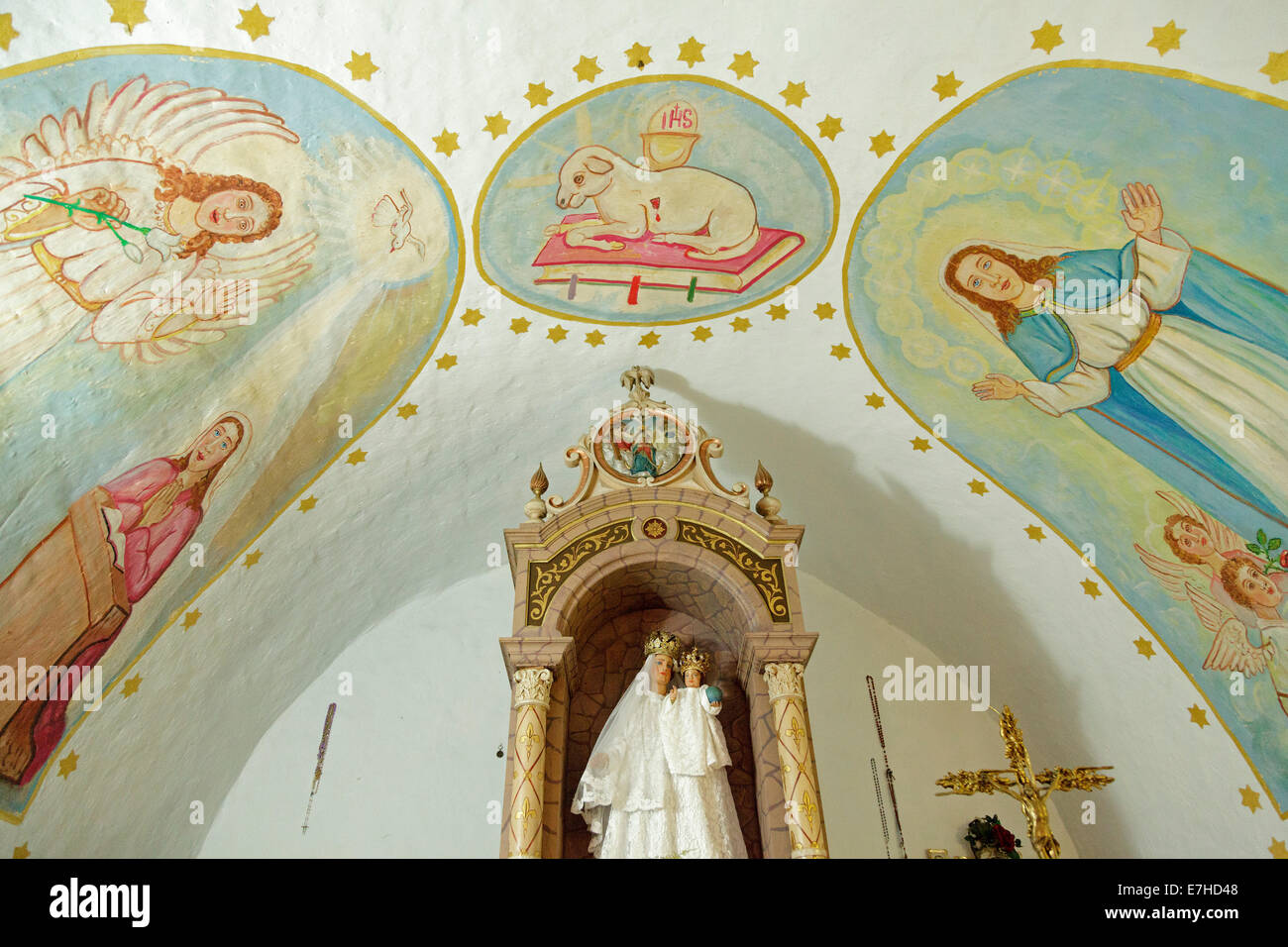 statue of the Virgin Mary and murals, church "Sanctuary of the Virgin ...
