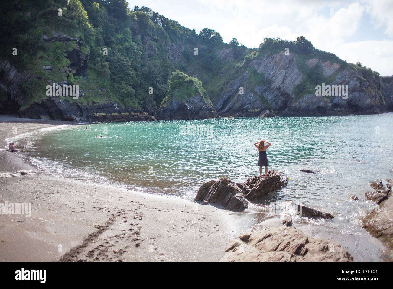 a family on the beach in Devon Stock Photo - Alamy