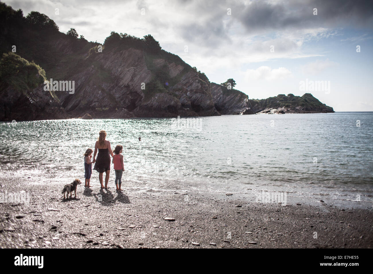a family on the beach in Devon Stock Photo - Alamy