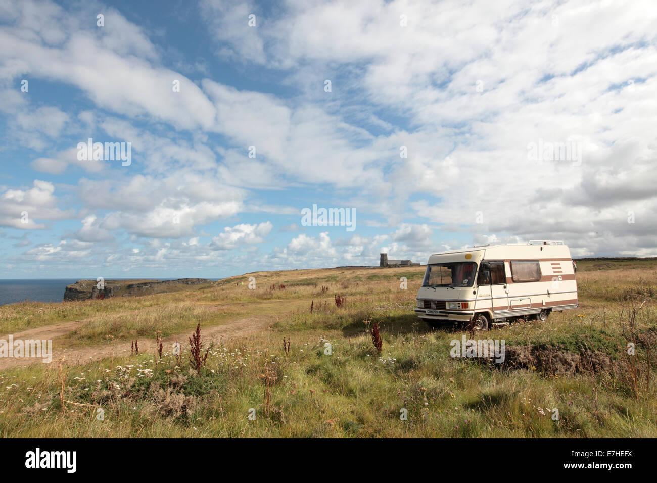 Camper van campervan motorhome, camping free in Cornwall Stock Photo ...