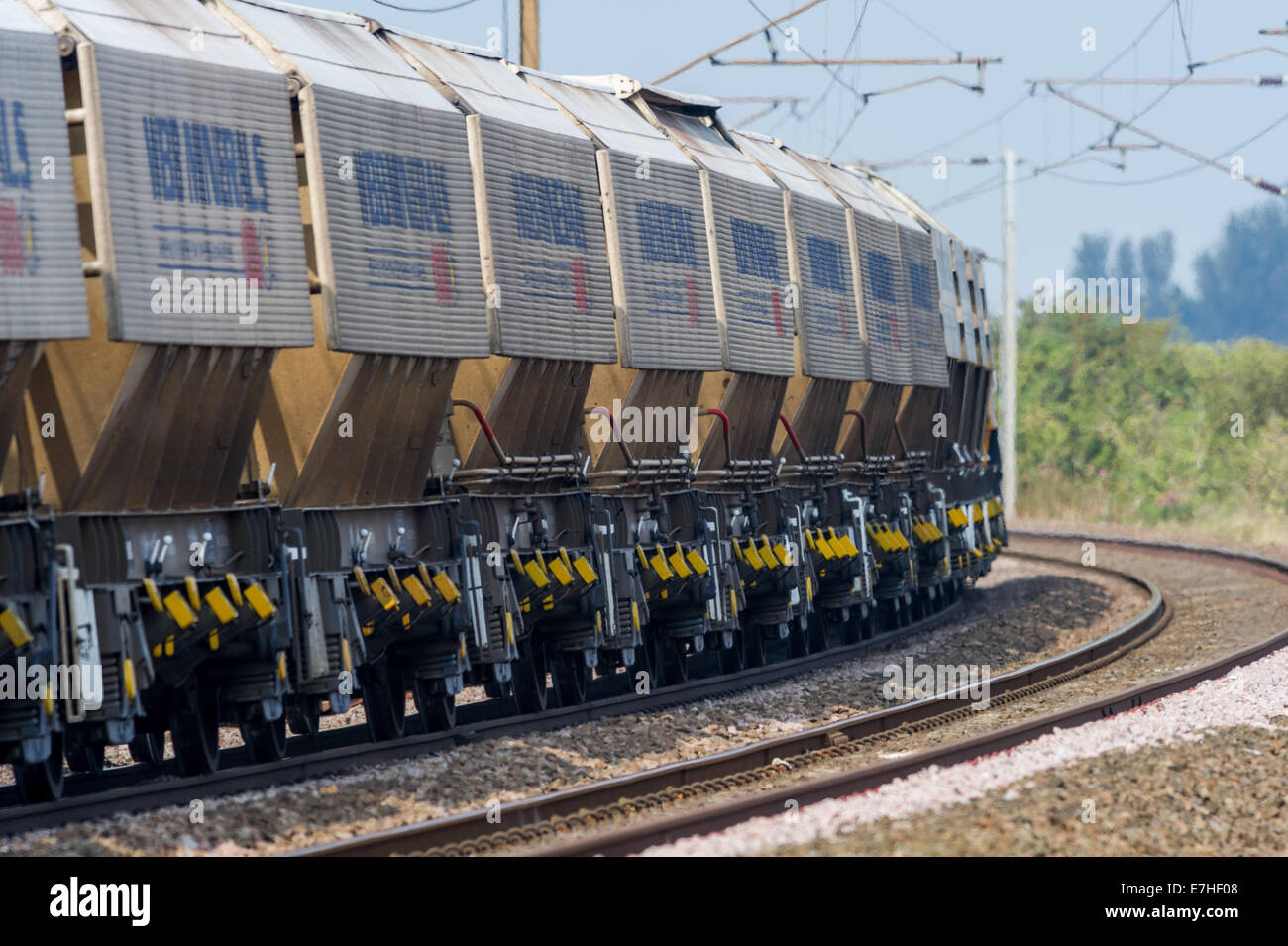 Goods train on the east coast main line Stock Photo - Alamy