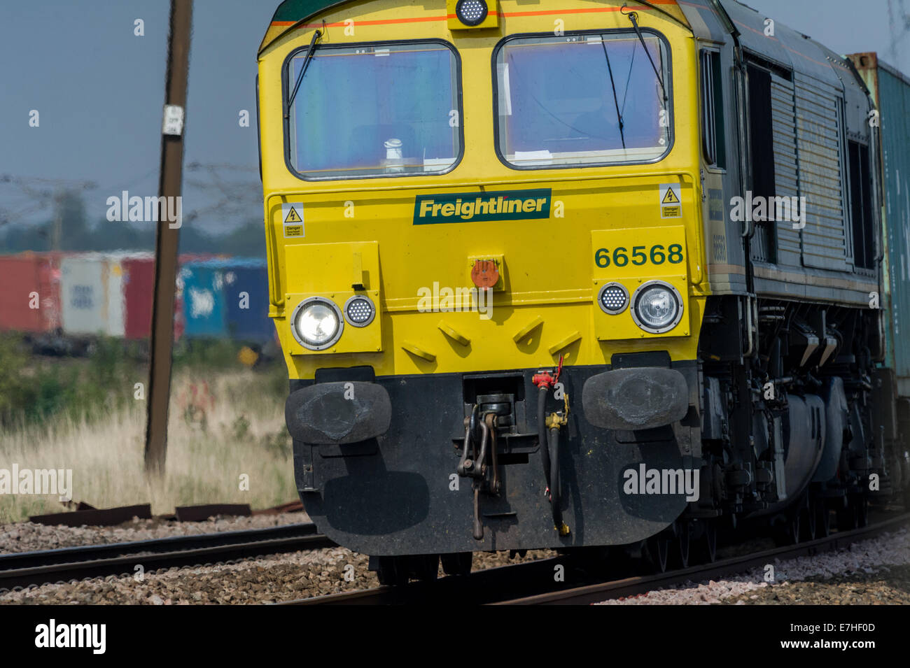 Goods train on the east coast main line Stock Photo - Alamy