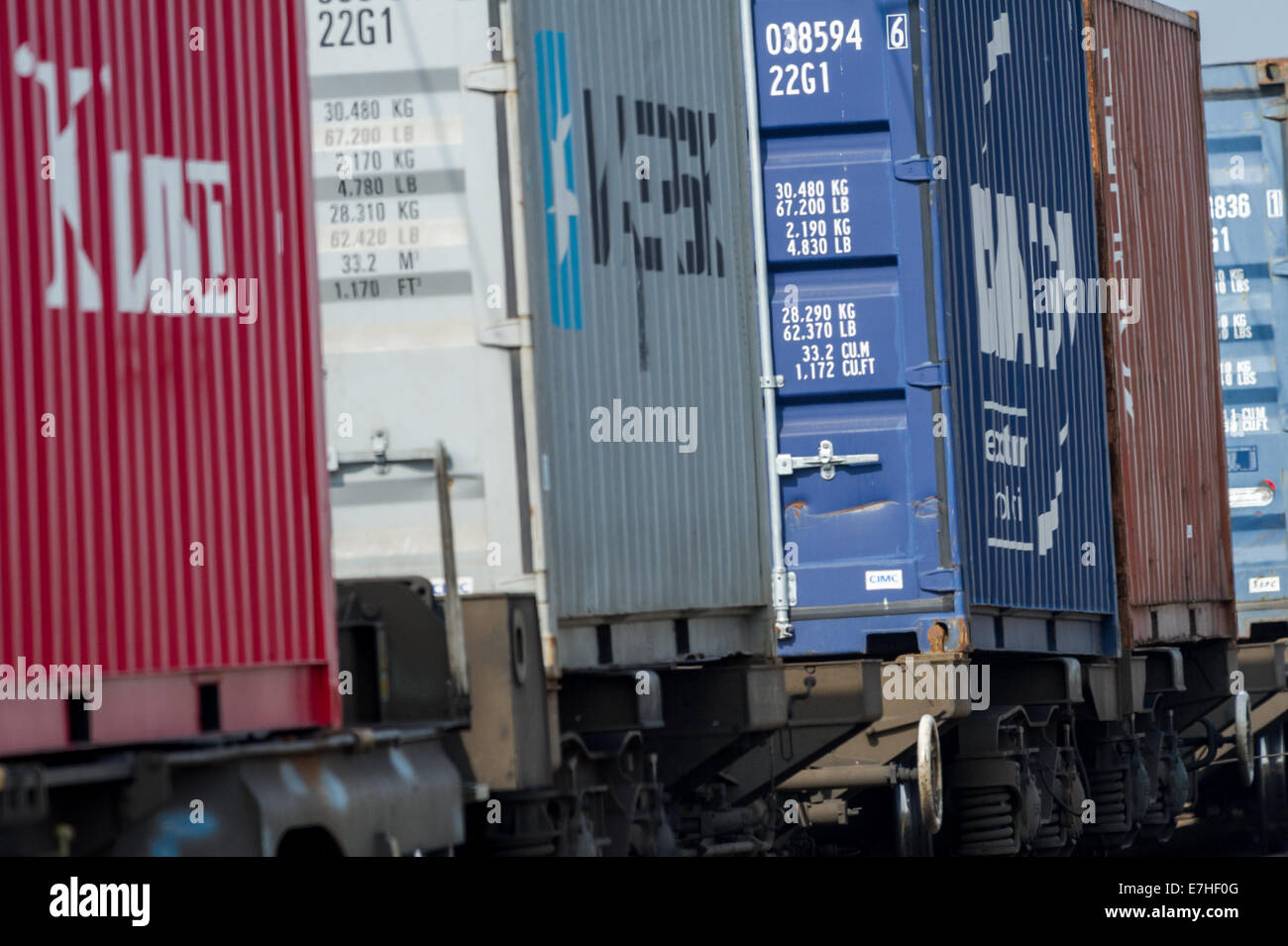 Goods train on the east coast main line Stock Photo - Alamy