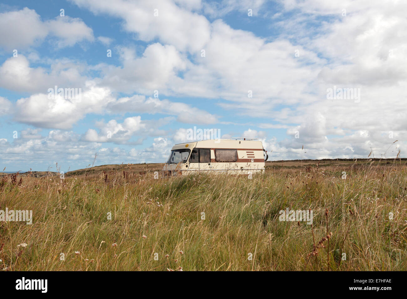 Camper van campervan motorhome, camping free in Cornwall Stock Photo ...