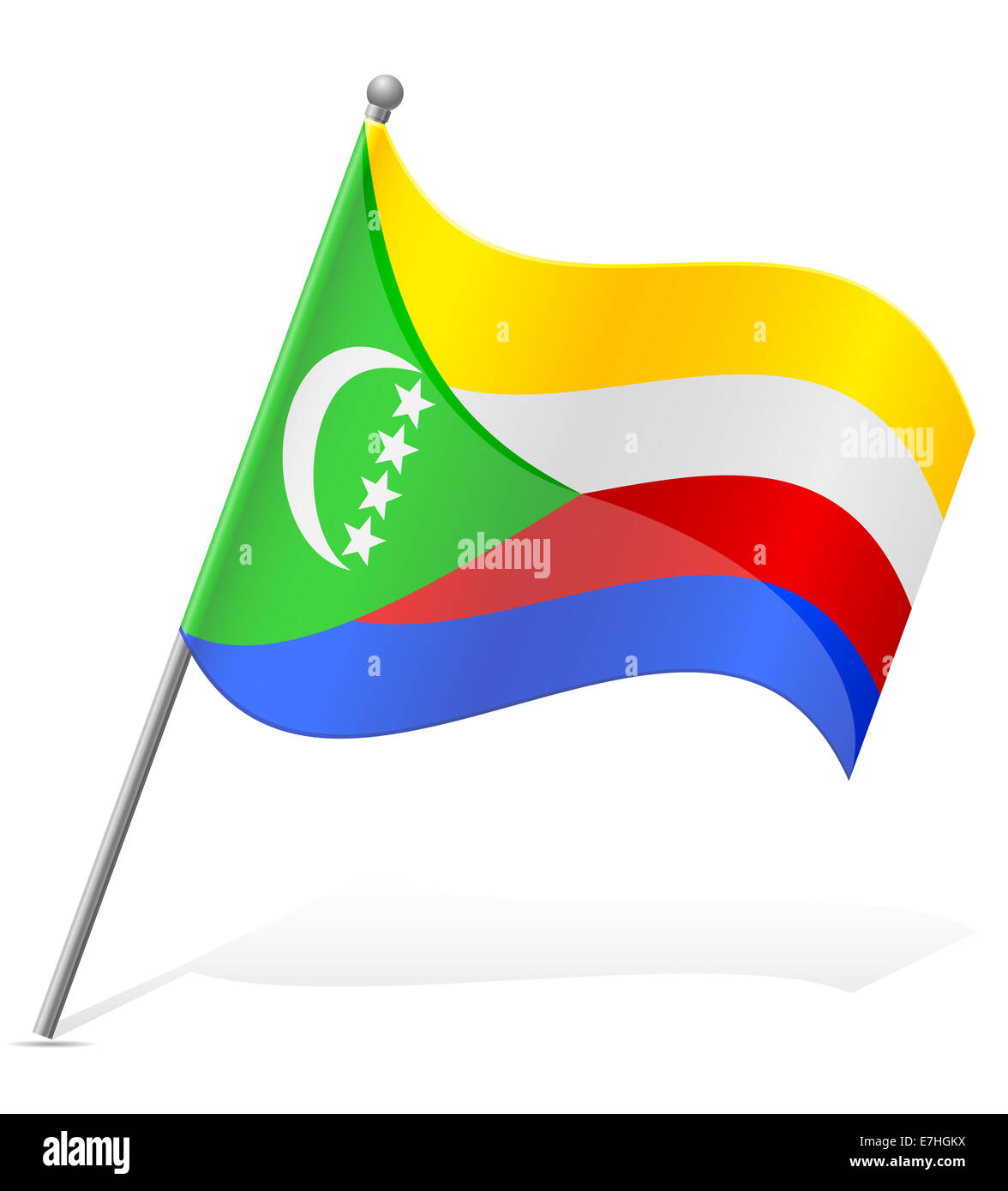 flag of Comoros illustration isolated on white background Stock Photo ...