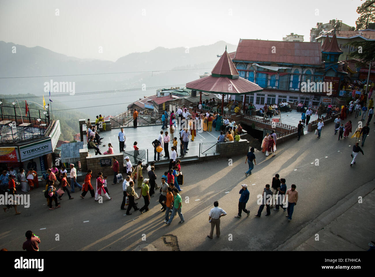 general view from the hill station town of Shimla in India Stock Photo ...