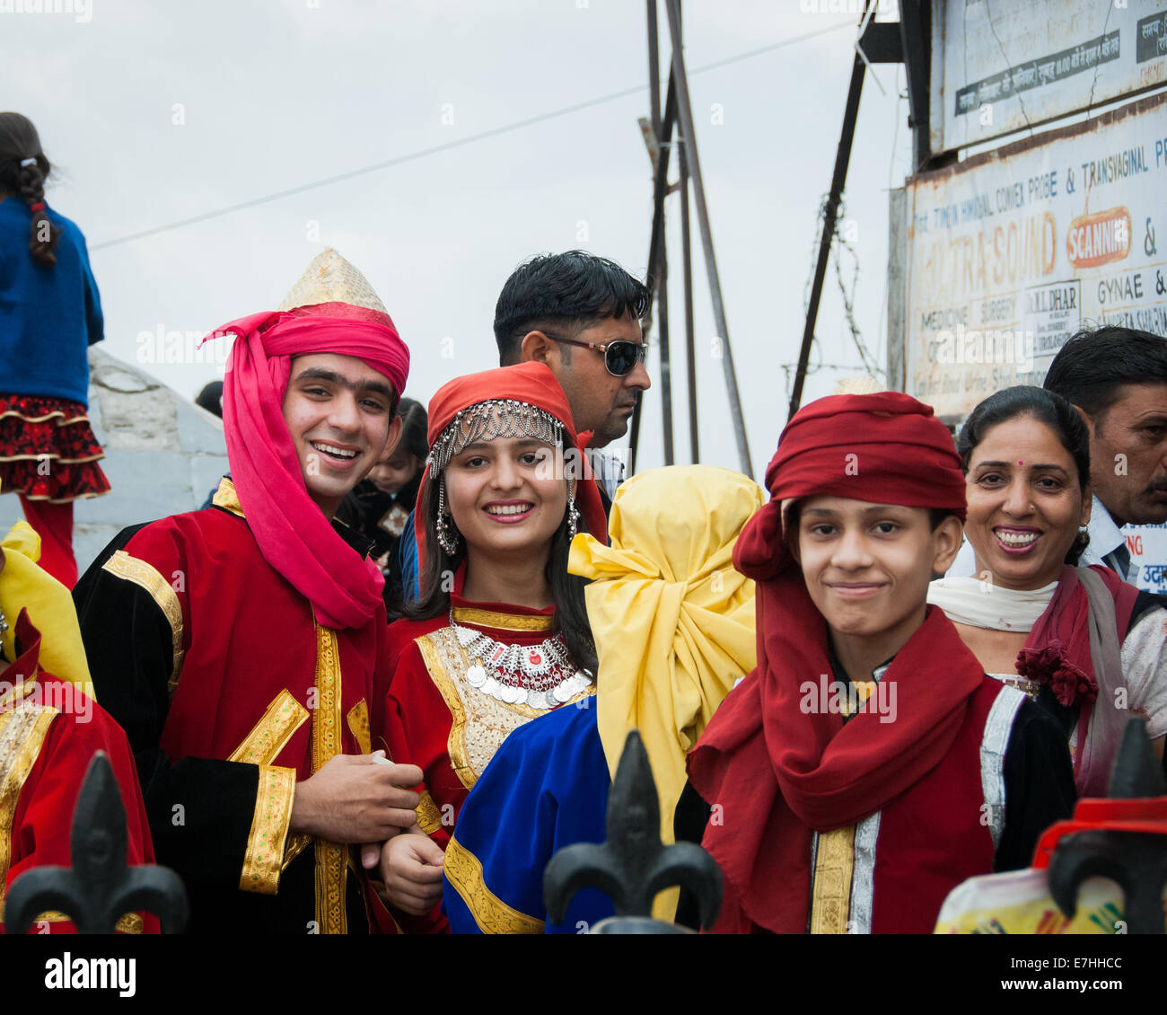 Happy smiling people dressed in colourful costumes in Shimla, India ...