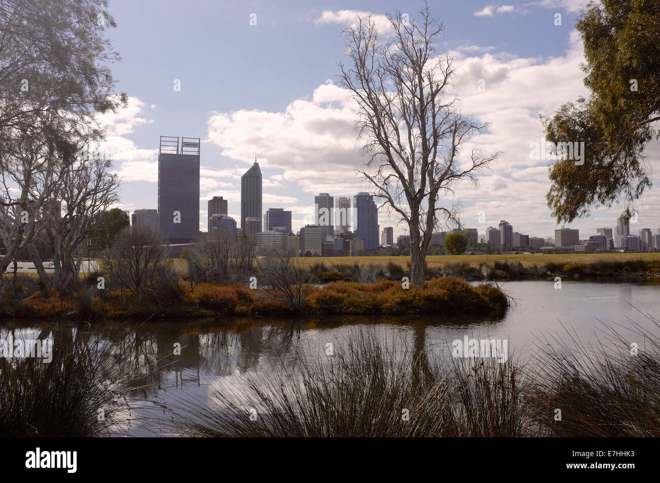 The Perth skyline on a winter's day viewed from South Perth Stock Photo ...