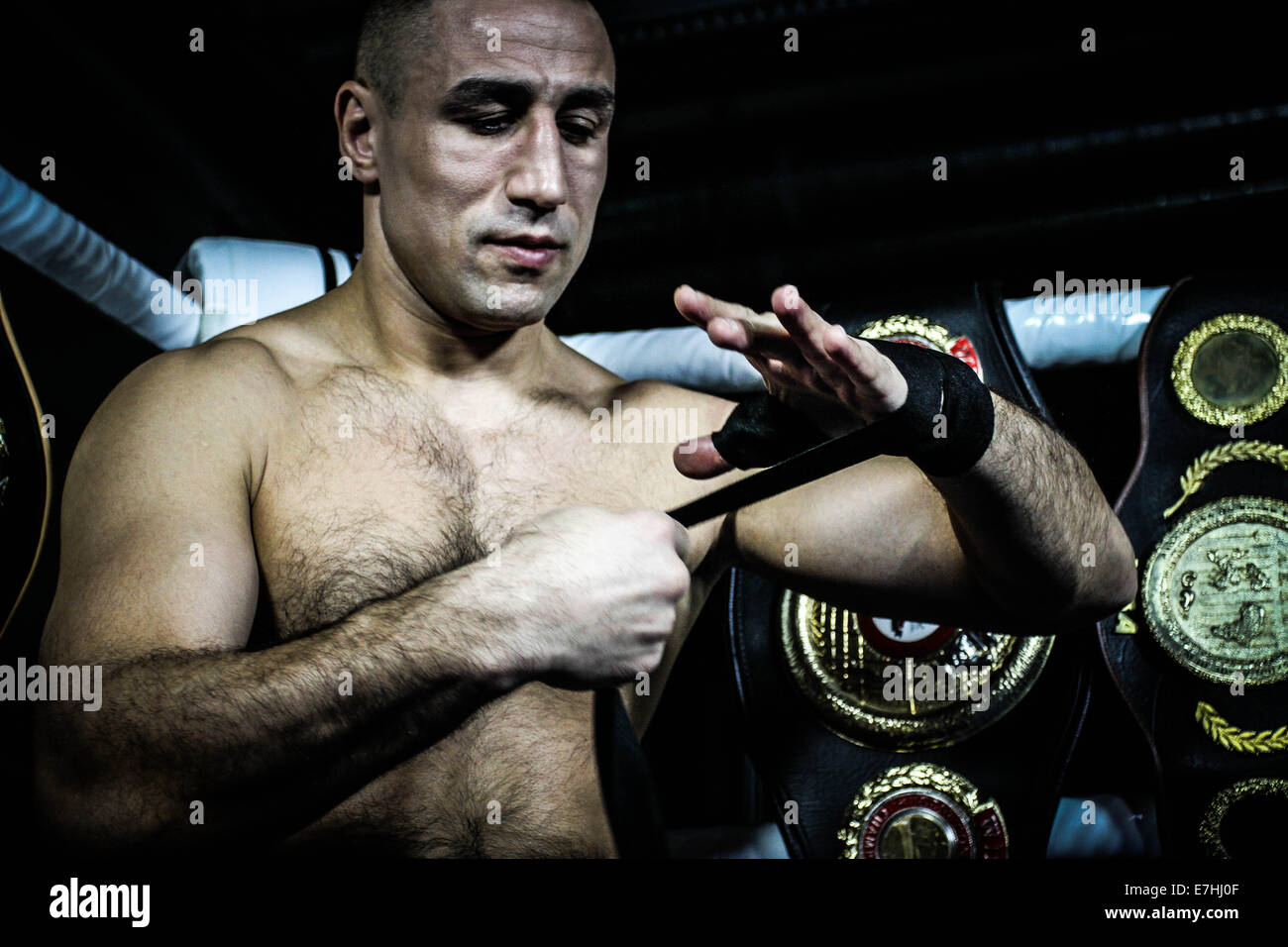 Super middleweight boxer Arthur Abraham poses during a photocall on 11 ...