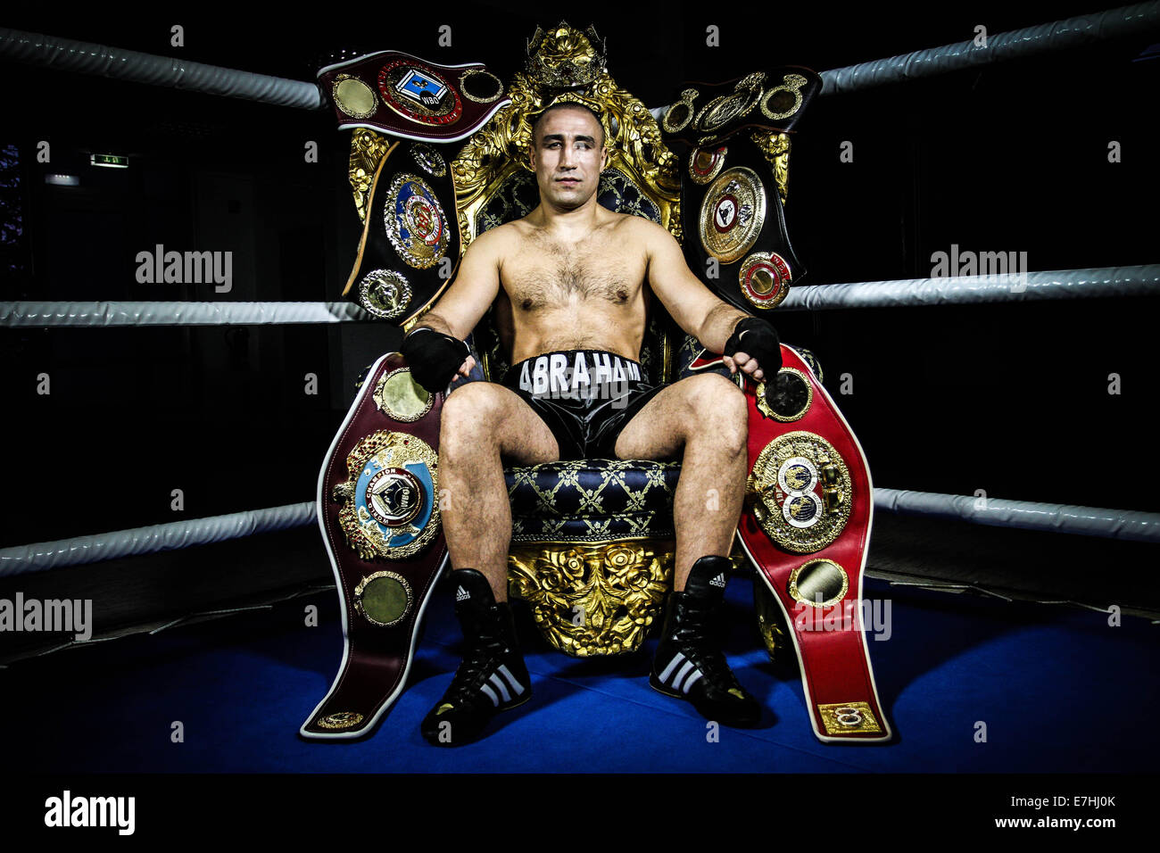 Super middleweight boxer Arthur Abraham poses during a photocall on 11 ...
