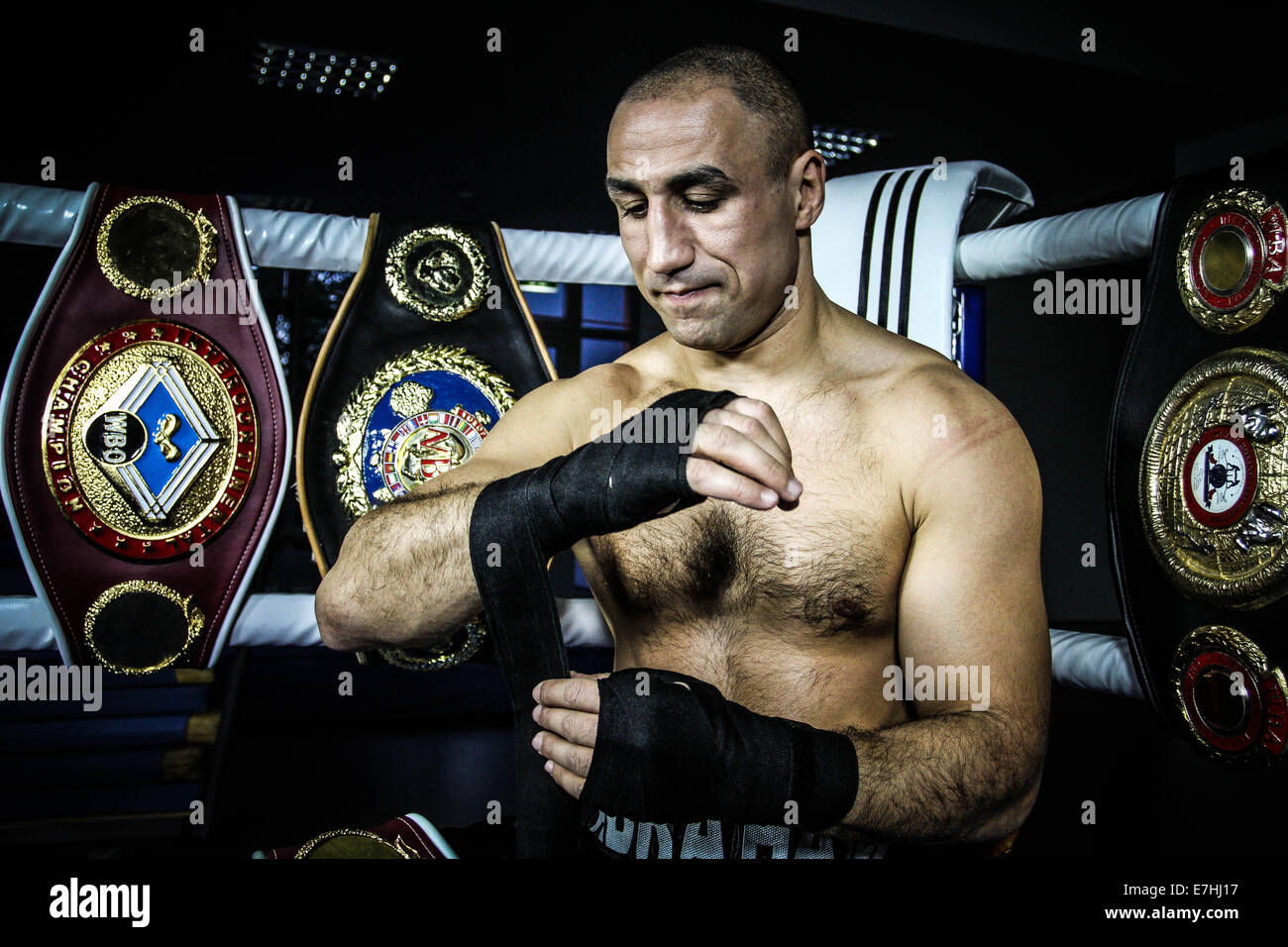 Super middleweight boxer Arthur Abraham poses during a photocall on 11 ...